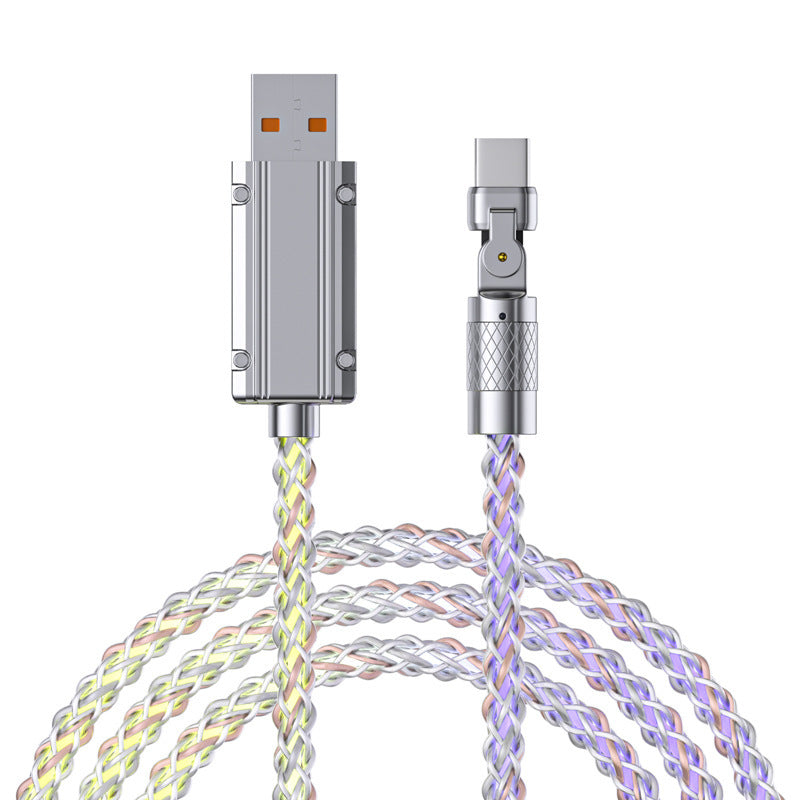 120W Super Fast Charge Data Cable with RGB Gradient Lighting and 180-d ...