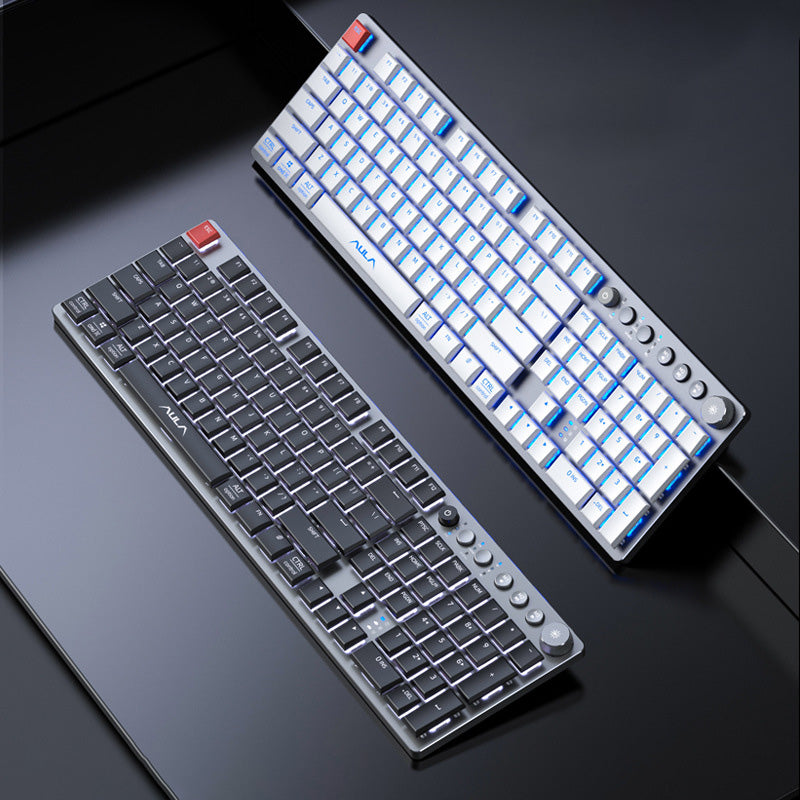 Ultra Slim Backlight LED Bluetooth/2.4G Mechanical Keyboard w/ Recharg ...